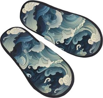 Generic Confortable Pantoufles en Feutre Vagues japonaises Chaussures de Maison Antid&eacute;rapant Chaussons Homme pour Hiver Maison Femme M