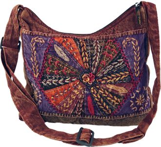 Guru Shop Schultertasche, Patchwork Hippie Tasche, Goa Tasche - Rot, Unisex - Erwachsene, Baumwolle, 30x35x15 cm