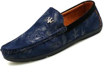 Generic QXDZSW Chaussures décontractées pour homme Mocassins respirants à enfiler Orange Jaune Chaussures de conduite, 606 Bleu, 39 2/3 EU