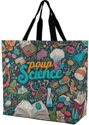 Generic Th&egrave;me Scientifique Des Dessins Anim&eacute;s Sac A Main Femmes Pliable Tote Bag Imperm&eacute;able Sac Fourre Tout Pour Travail Shopping Gym
