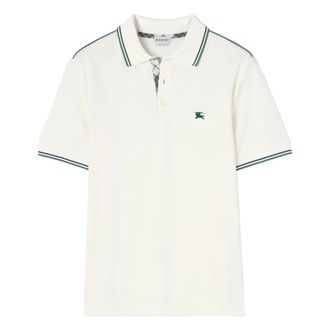Burberry Baumwollmischung Tennis Poloshirt - - Tops - Herren - Wei&szlig; - M