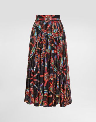 Dolce & Gabbana Maxirock Aus Devor&eacute;-twill Mit Carretto-print - Frau R&ouml;cke Mehrfarbig 44