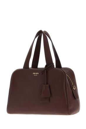 Prada Womens Brown Leather Handbag Bruciato Cervuselaphusscot. Borse A Mano Bag