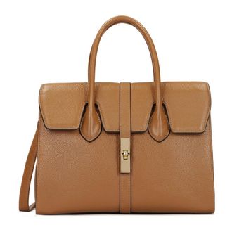 Kazar Lederhandtasche mit feiner Klappe und Verschluss - - Bags - Damen - Braun - ONE SIZE