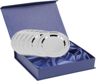 Silberkanne Gl&auml;serteller 6 teilig Perlrand. Au&szlig;en 11 cm Innen 7 cm Silber Plated versilbert. Fertig zum verschenken mit schicker Geschenkverpackung