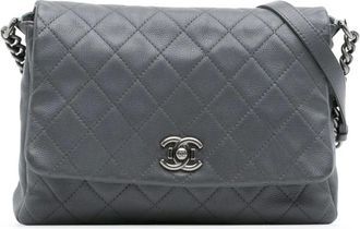 Chanel sac à bandoulière matelassé Couture Messenger Bag en cuir de veau (2015-2016) - Gris