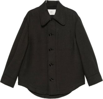 Ami Homme, Vestes, Gris, Taille: M Wool Shirt Jacket