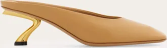 Ferragamo Damen Mule mit skulpturalem S-Absatz Braun Gr&ouml;&szlig;e 35.5