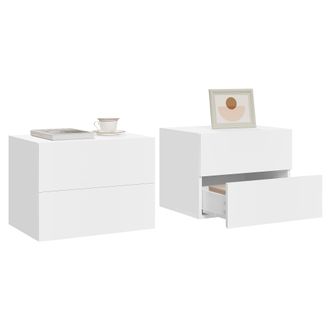 Woltu 2er Set Nachttisch h&auml;ngend, Wandregal mit Schublade,Nachtschrank Wandmontage, 40x30x30cm,Nachtk&auml;stchen zum Einh&auml;ngen, schwebende Nachtkommode, modern,