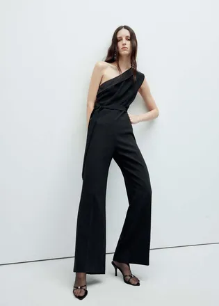 Mango Combinaison asym&eacute;trique d&eacute;tail ceinture noir - Femme - XXL - MANGO