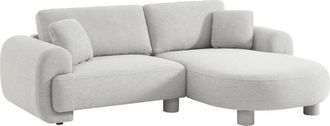 Sweeek 3-Sitzer Ecksofa Recamiere rechts mit Stoffbezug, runde Füße, Stoff, Hellgrau