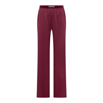 Tom Ford Femme, Pantalons, Rouge, Taille: 40 FR Pantalon de Pyjama en Satin de Soie Stretch