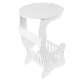 TOPBATHY Moderner Wei&szlig;er Runder Beistelltisch mit Stauraum Kompakter Nachttisch f&uuml;r Schlafzimmer und Wohnzimmer Eleganter Kleiner Teetisch Platzsparender Aufbe