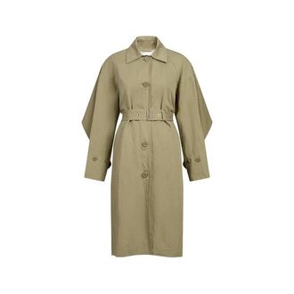 Helmut Lang Trench crois&eacute; &agrave; cape en coton et lin m&eacute;lang&eacute;s