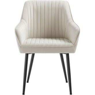 Songmics Chaise de Salle &agrave; Manger, Velours, Accoudoirs, Charge 120 kg, Pieds en M&eacute;tal, pour Salle &agrave; Manger, Beige et Noir