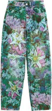 Desigual Femme, Jeans, Multicolore, Taille: 38 FR Jeans &agrave; motif floral avec fermeture &eacute;clair et bouton