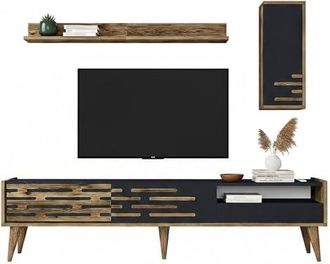 Dmora Fernsehschrank Alnilam, St&auml;nder f&uuml;r Wohnzimmerfernseher, Niedriges Wohnzimmer-Sideboard, TV-St&auml;nderbasis, 180x45h35 cm, Anthrazit und Nussbaum