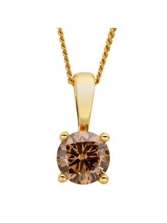 Orolino Anh&auml;nger mit Kette 585/- Gelbgold 1 Brill. 0,50ct. braun