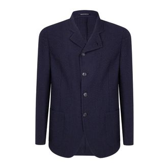 Emporio Armani Homme, Costumes, Bleu, Taille: XL Giacca in lana trama in rilievo
