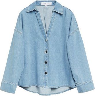 Comma Langarmbluse Bluse Denim-Overshirt aus Lyocell