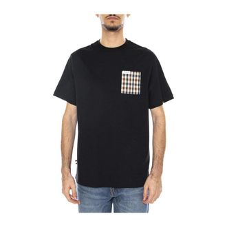 Aquascutum T-Shirt mit Rundhalsausschnitt und Tasche - - Tops - Herren - Schwarzk - S