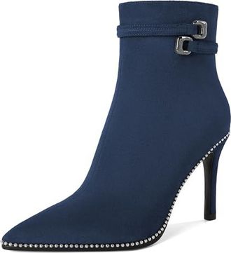 EDEFS Confortables Bottes &agrave; Talon Aiguille Pour Femme avec Fermeture &eacute;clair et Boucle 3.7 Pouces Talon Convient Pour le Bureau et les Soir&eacute;es Marine EU40