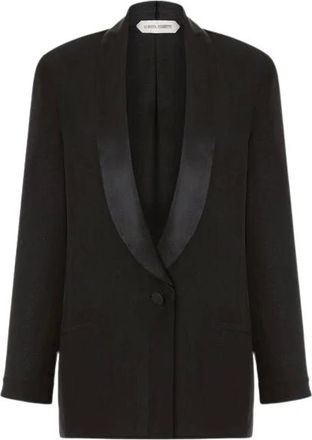 Alberta Ferretti Femme, Vestes, Noir, Taille: 40 FR Veste de soir&eacute;e en georgette &agrave; col contrastant