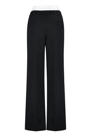 Alexander Wang Womens Wool Trousers With Logo Detail Black Polyester Straight
