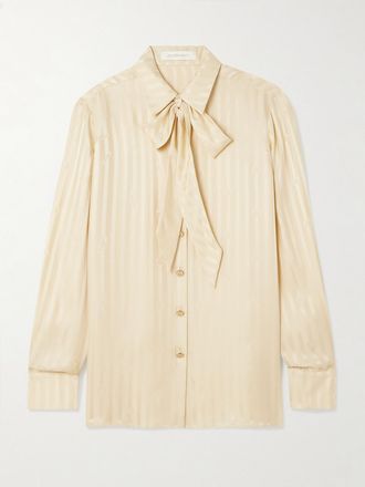 Zimmermann Chemisier En Jacquard De Soie &Agrave; Col Nou&eacute; Luna - Cr&egrave;me