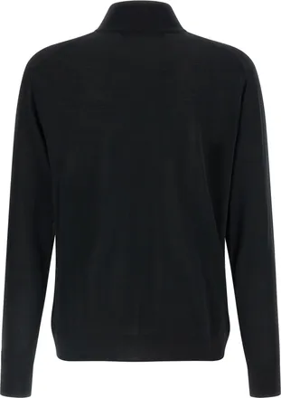 Kiton Fine Wool Half-Zip Cardigan - Black