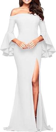 Generic Robes longues pour femme Grande taille | Robes de soirée noires pour femmes, robes enveloppantes à épaules dénudées, robe en queue de poisson, robe de