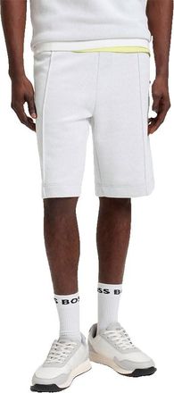 BOSS Herren Shorts TL Relaxed-Fit Shorts aus gestepptem Jacquard Wei&szlig; L