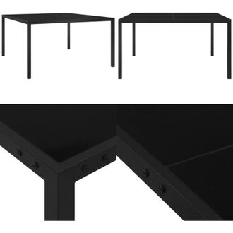 vidaXL Table de jardin 130x130x72 cm Noir Acier et verre - Table De Jardin - Table Ext&eacute;rieure - Mobilier De Jardin - Table Ronde - Table Noire - Home &