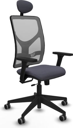 Piqueras y Crespo B&uuml;rostuhl mit 3D-Armlehnen, h&ouml;henverstellbarer Lendenwirbelst&uuml;tze und festem Kopfteil, ausgestattet mit Syncro/Traslack und Schneideschaum, Grau/Dunke