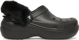 Crocs Pantoletten Crocs Classic Platform Fuzz Lined Clog 212854 Schwarz