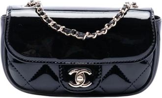 Chanel Sac bandouli&egrave;re mini en cuir verni Pre-owned - Femme - Pre-owned - Noir - Taille: ONE Size