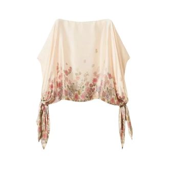 Twinset Femme, Vestes, Rose, Taille: ONE Size Poncho Imprim&eacute; avec Liens Lat&eacute;raux