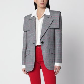 Chlo&eacute; Ma&szlig;geschneiderte schwarze/rote Prince-of-Wales-Wolljacke