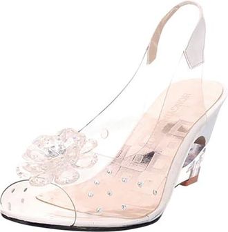 Generic Xiaojiu Escarpins Femme Chaussures De Soir&eacute;e C&eacute;r&eacute;monie Mariage F&ecirc;te,Escarpins Blanc Mariage Chaussures Compens&eacute;es Claquette Femme Ete Espadrilles Comp