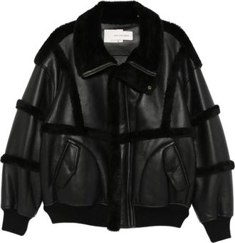 Feng Chen Wang veste en peau lain&eacute;e &agrave; design r&eacute;versible - Noir