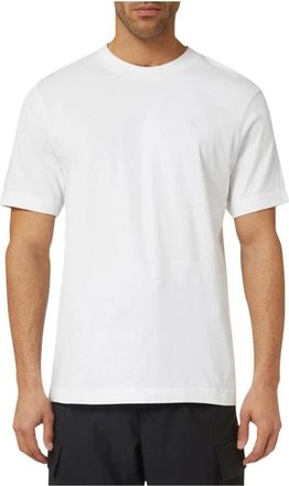 Calvin Klein Jeans Homme, Tops, Blanc, Taille: M T-shirt en coton &agrave; manches courtes et col rond
