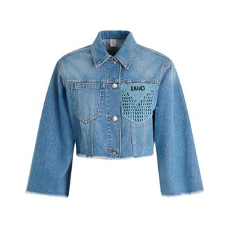 Liu Jo Denim Cropped Jacke mit Fransenkanten - - Jackets - Damen - Blau - S