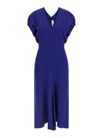 Victoria Beckham Robe Au Genou - Bleu
