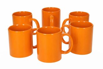 Van Well Kaffeetassen 6er Set - 375 ml - Zylindrische Porzellantassen in Orange - Sp&uuml;lmaschinen- & mikrowellengeeignet - Gro&szlig;e Kaffeebecher im modernen Design