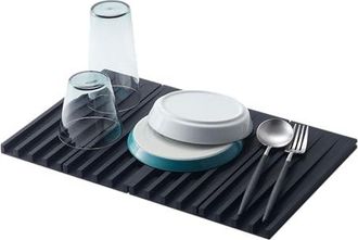 Yamazaki Tableware 3835-P Abtropfmatte f&uuml;r die K&uuml;che Home Faltbare Abtropfschale - K&uuml;chenabtropfmatte | Silikon, Schwarz