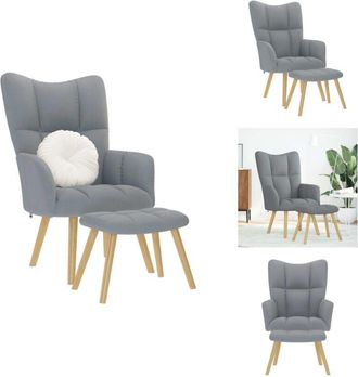 vidaXL Relaxsessel mit Hocker Hellgrau Stoff - Entspannungssessel Mit Fußhocker - Entspannungsstühle Mit Fußhockern - Stuhl - Wohnzimmerstuhl