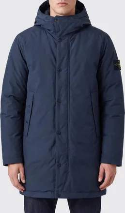 Stone Island Kurzer Parka aus recyceltem technischem Gewebe mit Kapuze und Logo