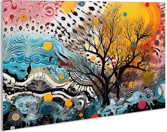 Wallario Schlüsselbrett aus Glas 30 x 20 cm, Wand Schlüsselhalter mit 4 Haken, Motiv: Abstrakter Sonnenaufgang