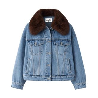 MC2 Saint Barth Jeansjacke mit Fellkragen - - Jackets - Damen - Blau - XS
