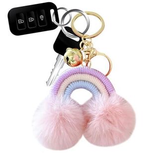 Generic Porte-cl&eacute;s en forme de boule de poil en forme de arc-en- - Nouveaut&eacute; Boho Wallet Charme - Accessoire de porte-cl&eacute;s dornement &agrave; suspendre, pendentif en